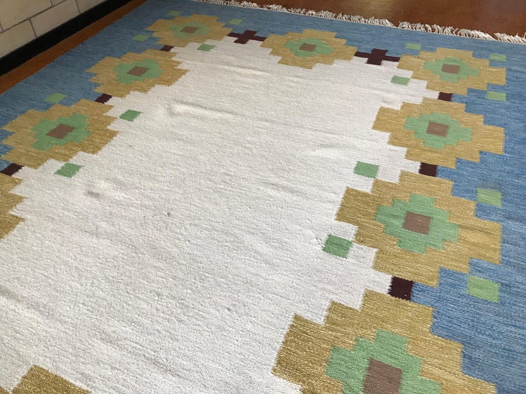 Large 1960s Geometric Indian Wool Handmade Area Rug Navajo Style at 1stDibs