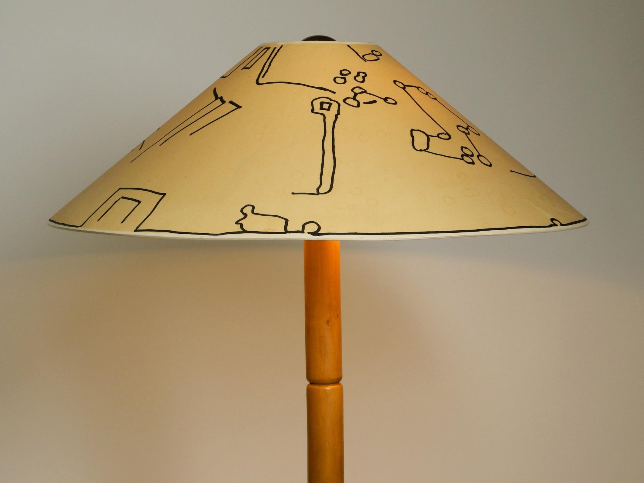 Large 1960s Space Age design floor lamp made of cherry wood and a large ...