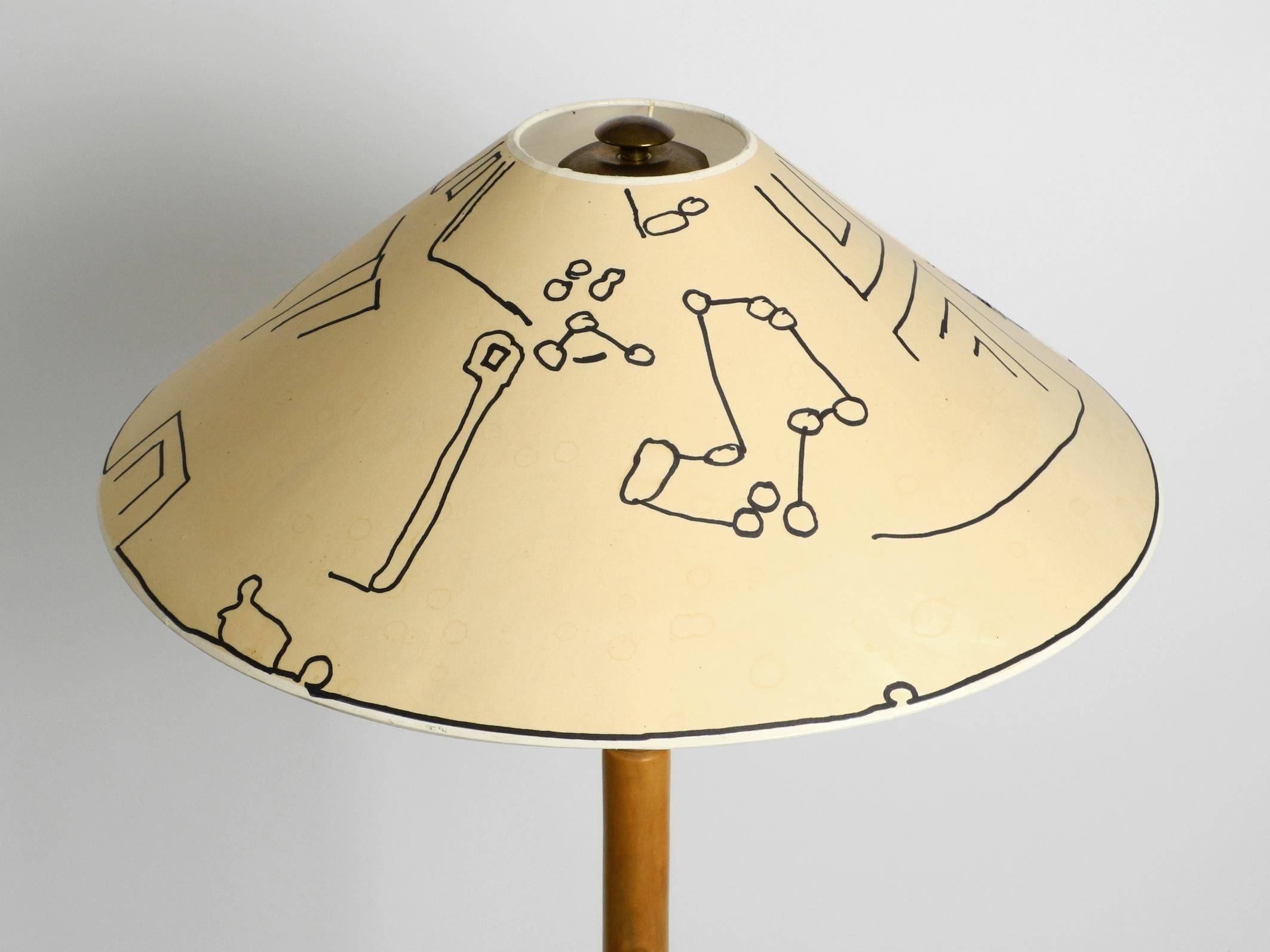 Large 1960s Space Age design floor lamp made of cherry wood and a large ...