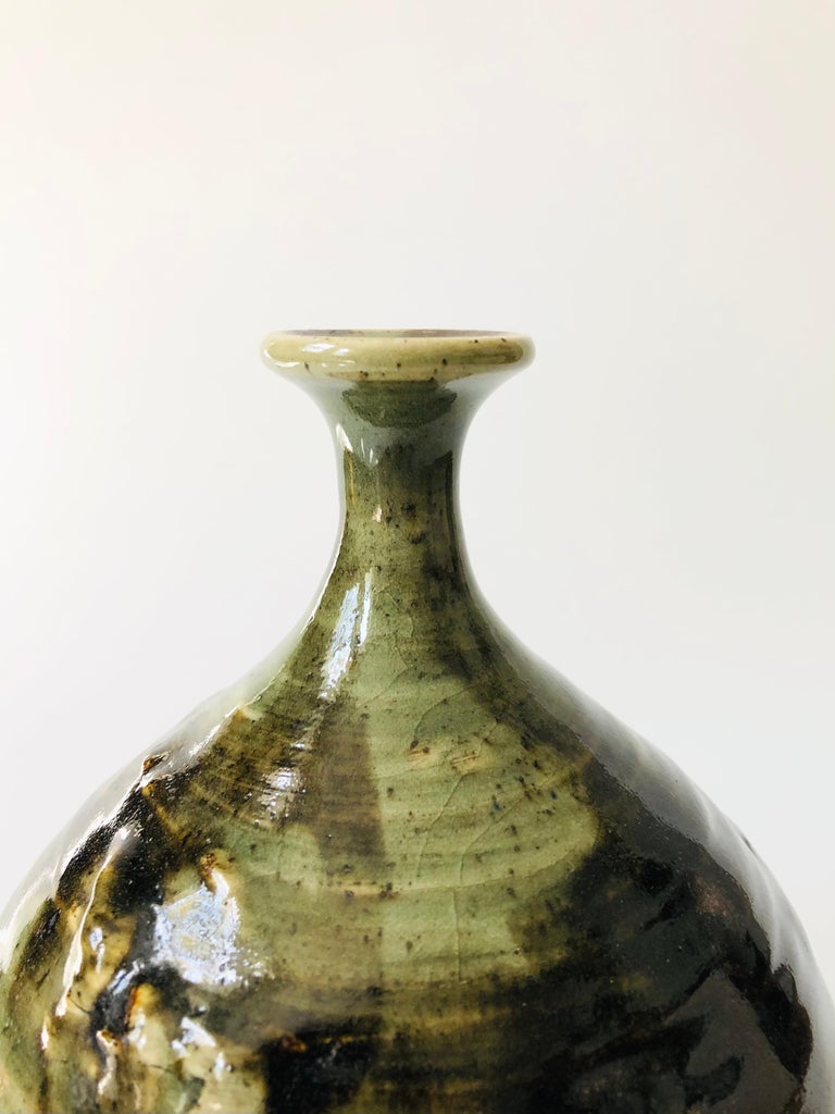 Large 1960s Vintage Earthy Green Studio Pottery Vase at 1stDibs