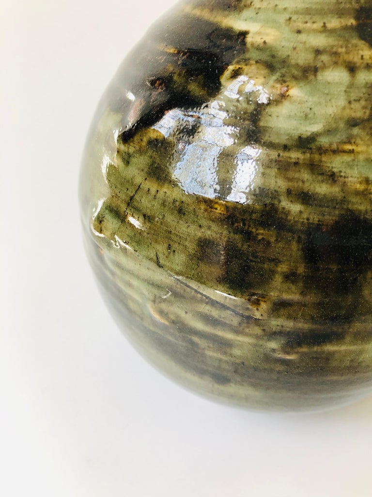 Large 1960s Vintage Earthy Green Studio Pottery Vase at 1stDibs