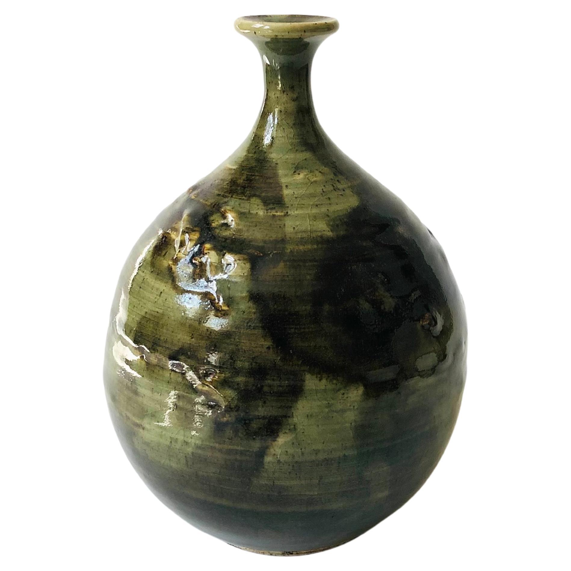 Large 1960s Vintage Earthy Green Studio Pottery Vase at 1stDibs