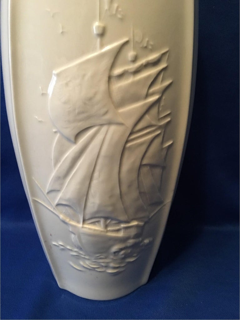 Large 1960s White Vase Sailing Ship by Schumann of Arzberg in Bavaria ...