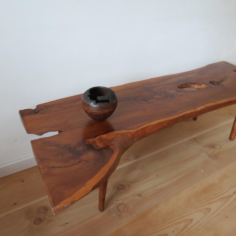 Large 1960s Yew Wood Waney Edge Live Edge Natural Coffee Table at ...