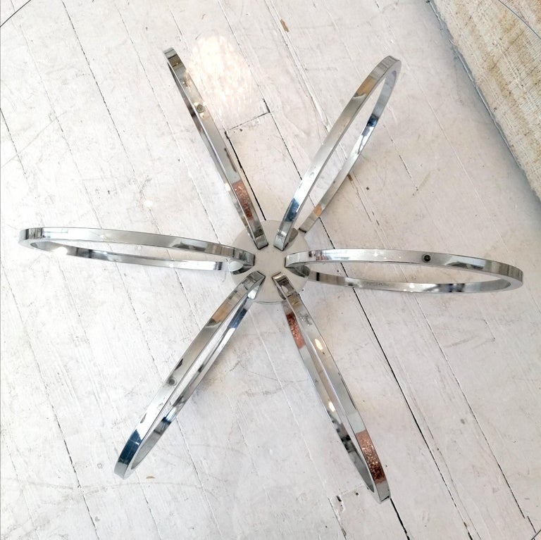 Large 1970s Chrome Rings Coffee Table with Glass Top, Manner of Milo ...