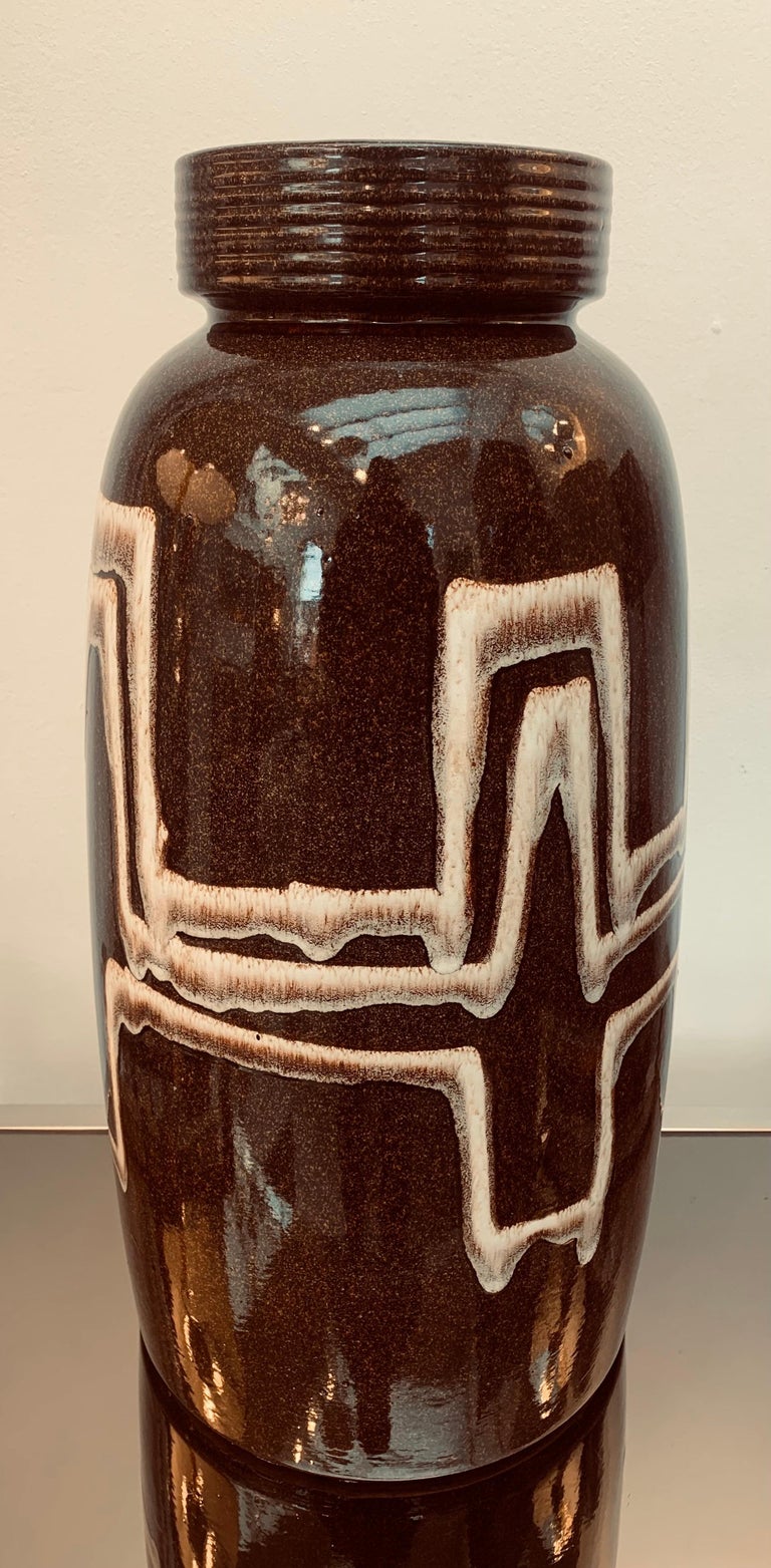 Large 1970s German Fat Lava Scheurich Ceramic Pottery Glazed Brown ...