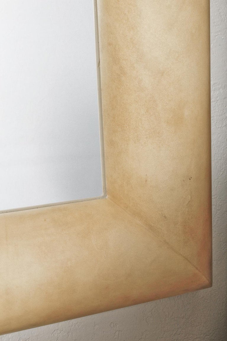 Large 1970s Half Round Goatskin Mirror in the Manner of Karl Springer ...