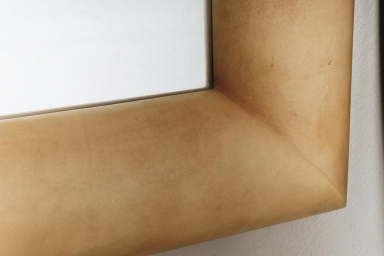 Large 1970s Half Round Goatskin Mirror in the Manner of Karl Springer ...