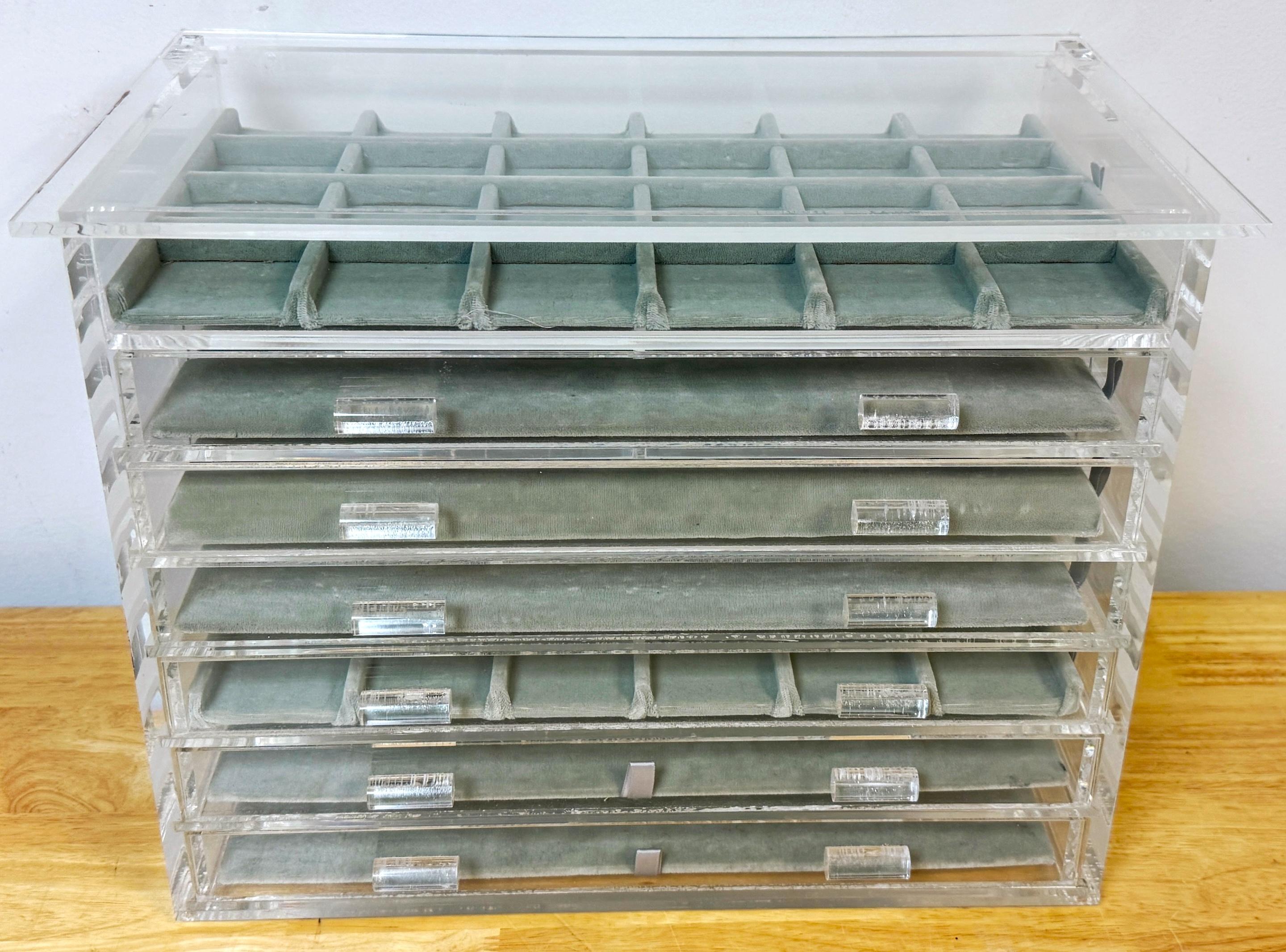 Large 1970s Lucite Seven-Tiered Divided Jewelry Box/Chest For Sale at ...