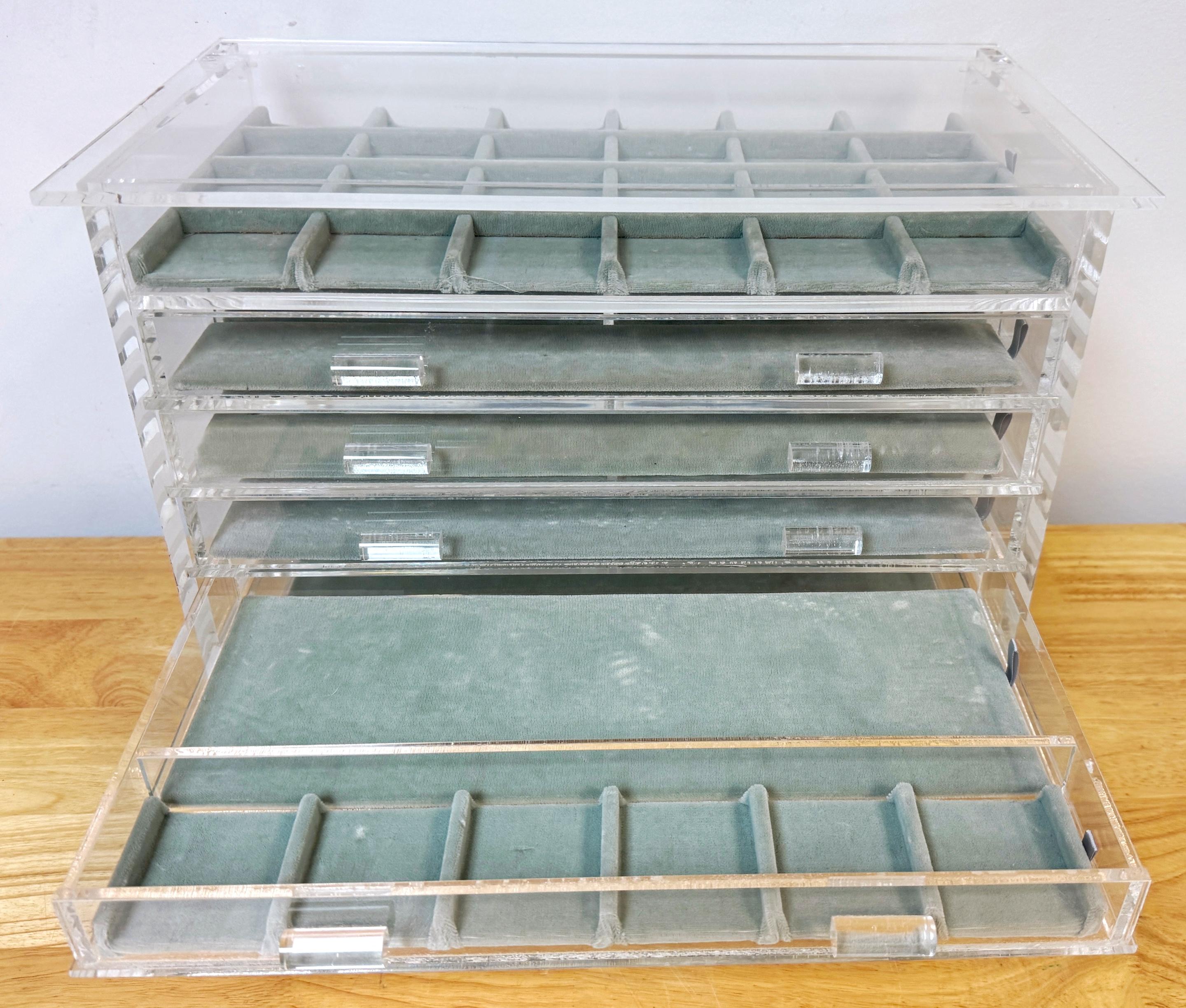 Large 1970s Lucite Seven-Tiered Divided Jewelry Box/Chest For Sale at ...