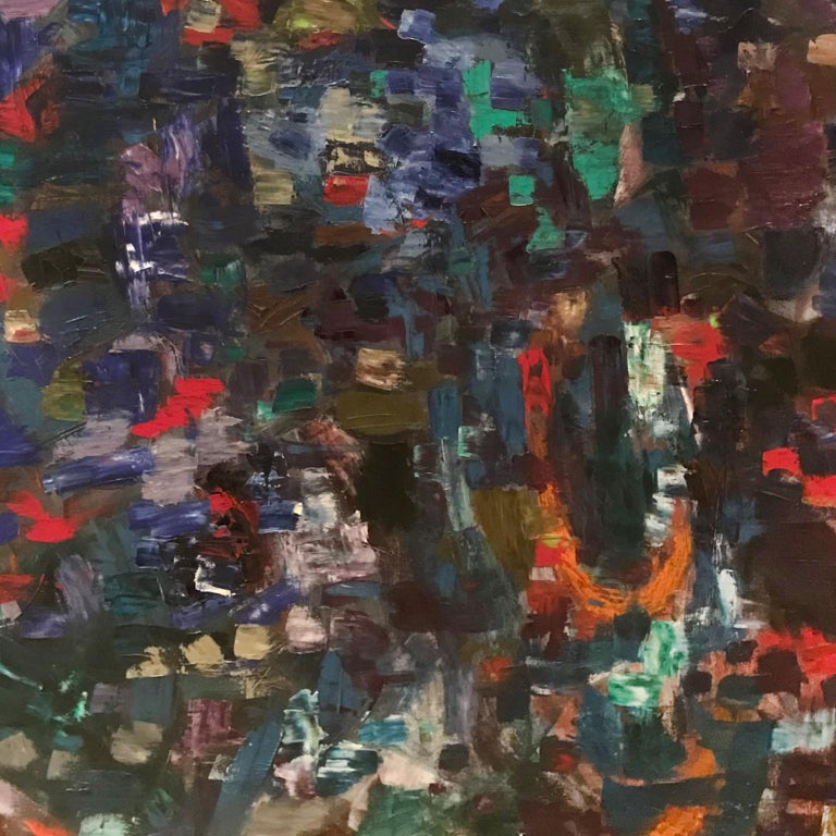Large 1970s Multicolored Abstract Oil Painting on Canvas at 1stDibs