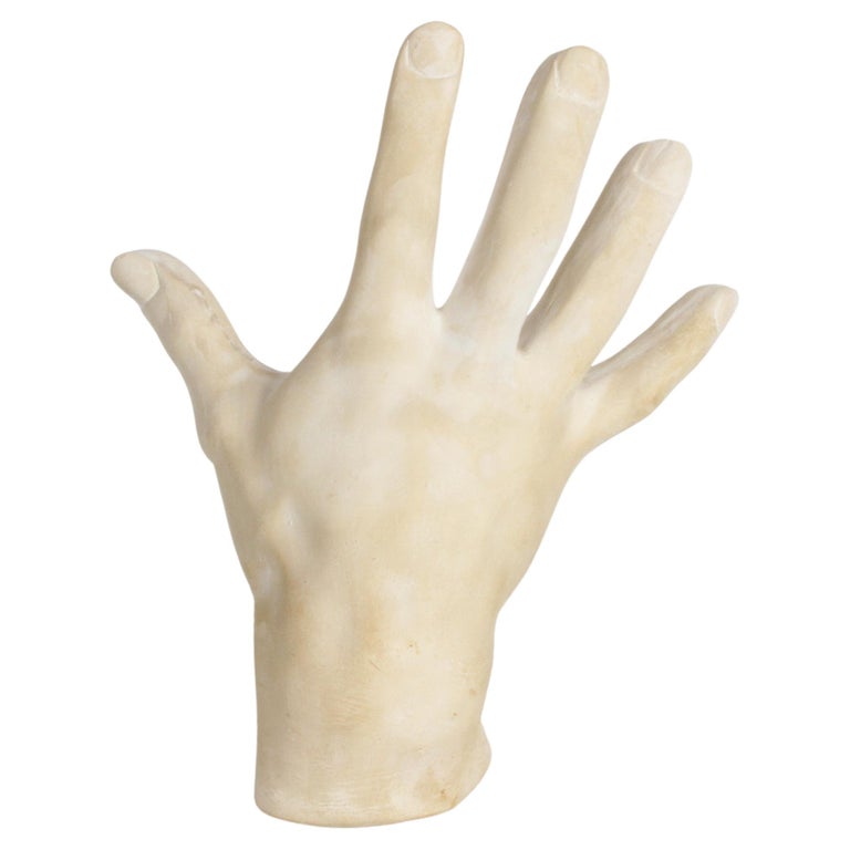 Large 1970s Plaster Artist Hand Study Table Sculpture, Style of John ...