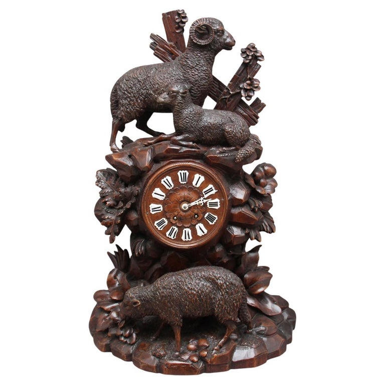 Large 19th Century Black Forest Mantle Clock at 1stDibs