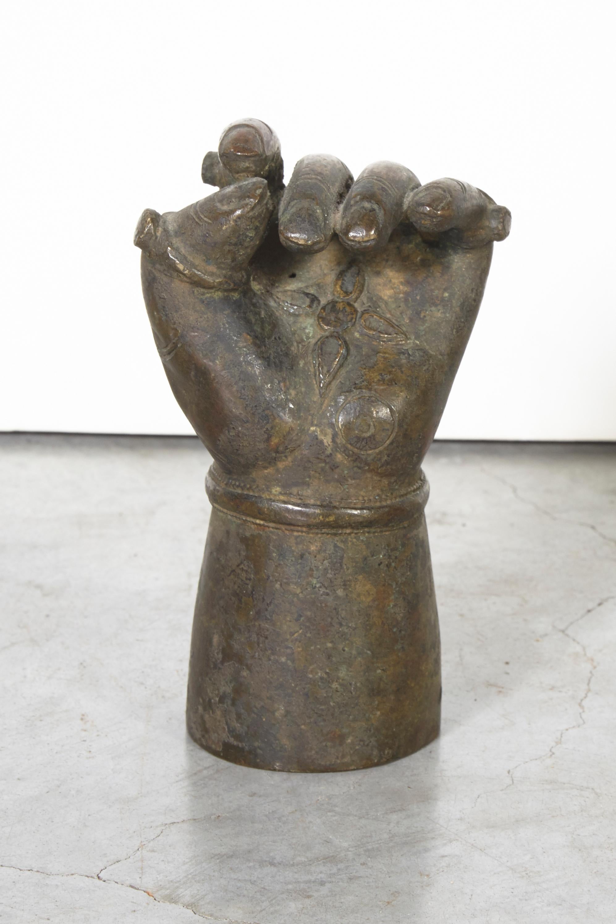 Large 19th Century Bronze Votive Hand From India at 1stDibs