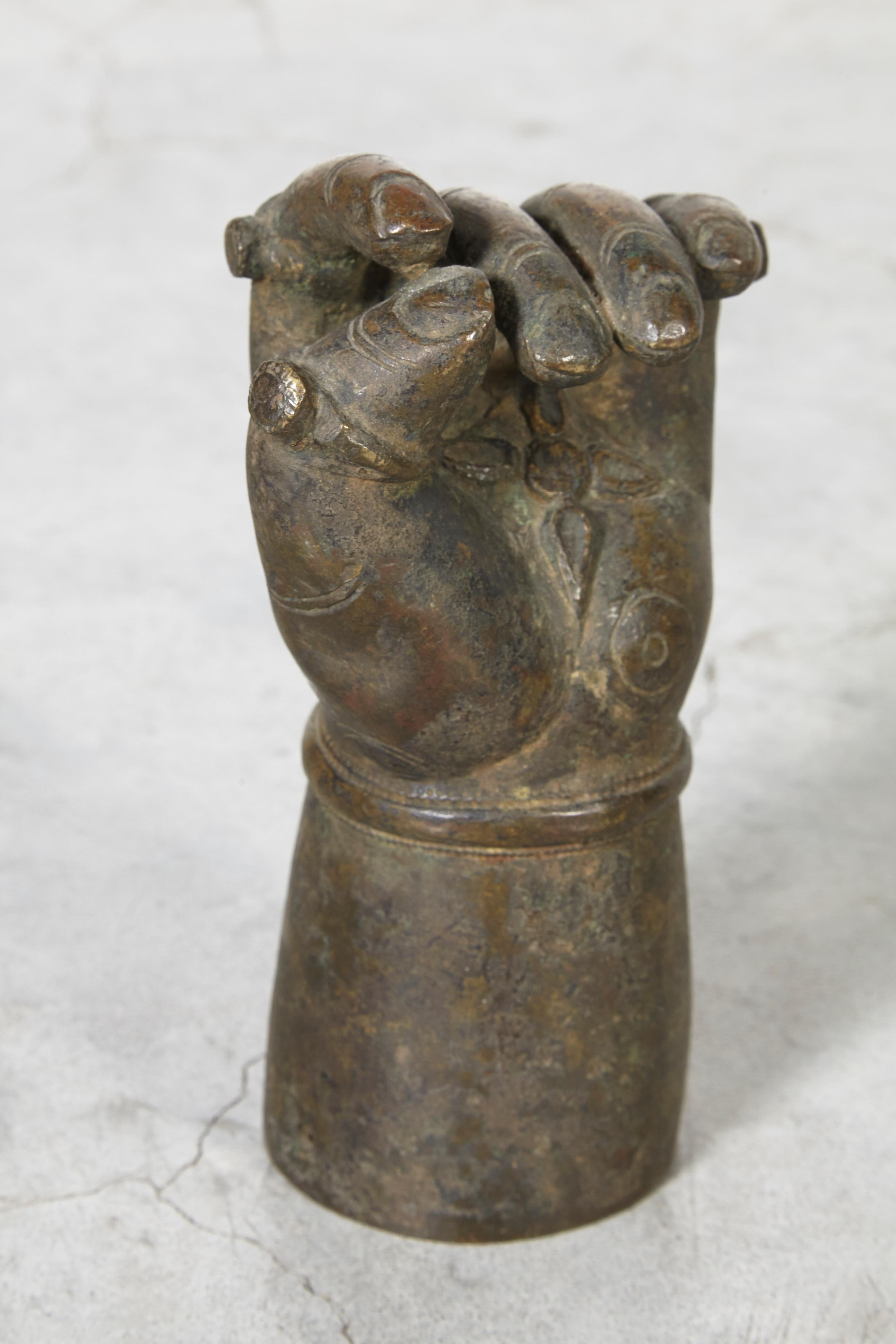 Large 19th Century Bronze Votive Hand From India at 1stDibs