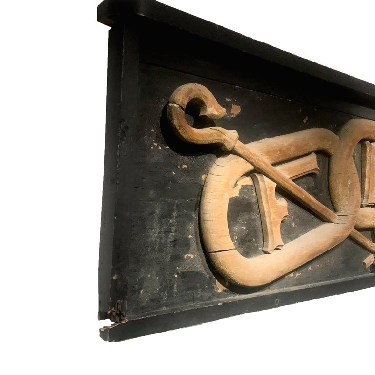 Large 19th Century Carved Wood Odd Fellows Lodge Sign at 1stDibs