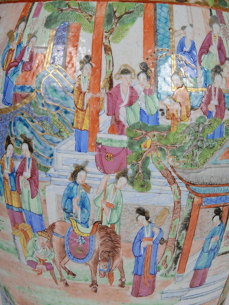 Large 19th Century Chinese Canton / Rose Medallion Vase at 1stDibs