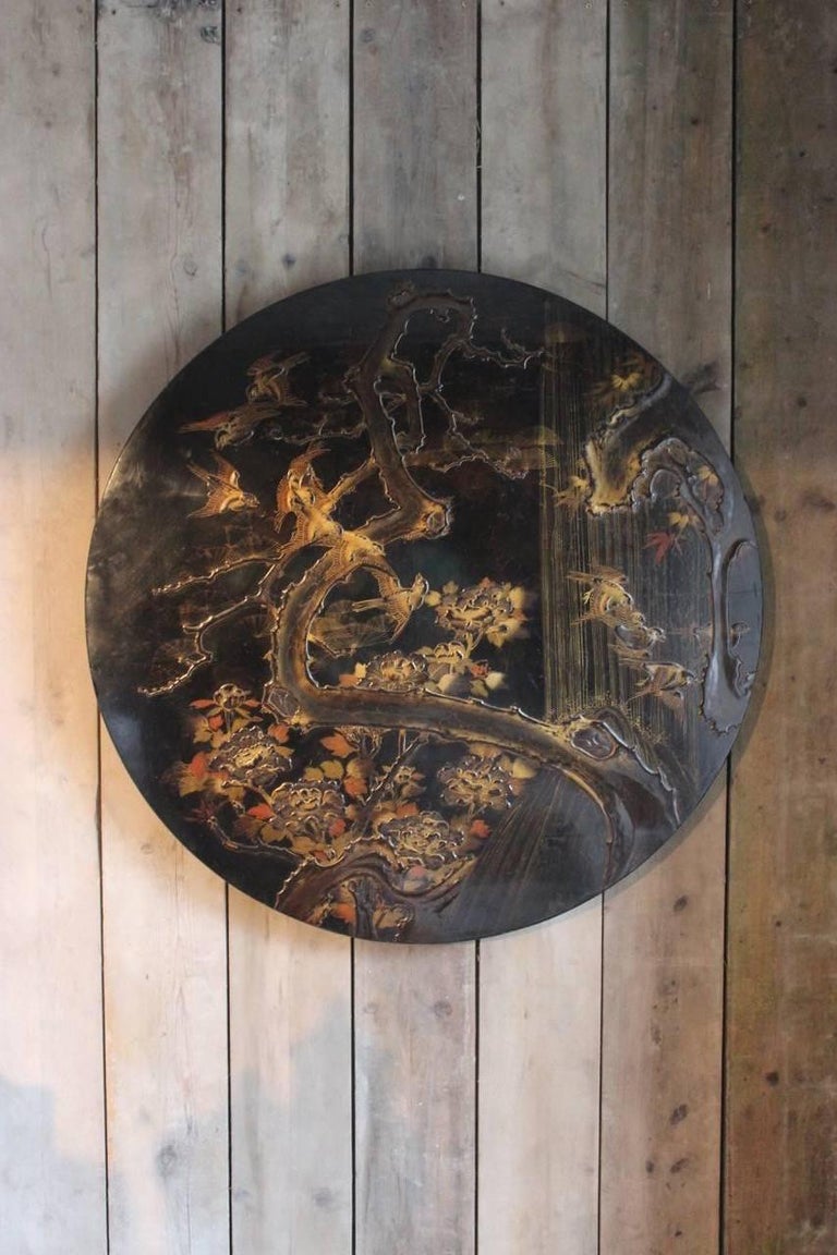 Large 19th Century Chinoiserie Lacquered Roundel at 1stdibs