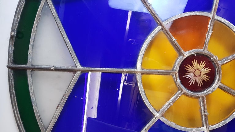 Large 19th Century Convex Stained Glass Window For Sale at 1stDibs ...