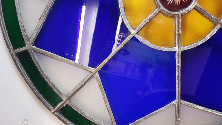 Large 19th Century Convex Stained Glass Window For Sale at 1stDibs ...