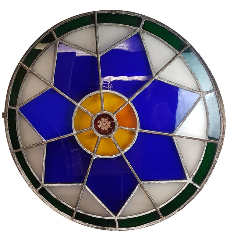 Large 19th Century Convex Stained Glass Window For Sale at 1stDibs ...