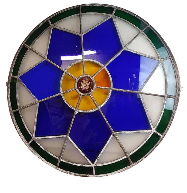 Large 19th Century Convex Stained Glass Window For Sale at 1stDibs ...
