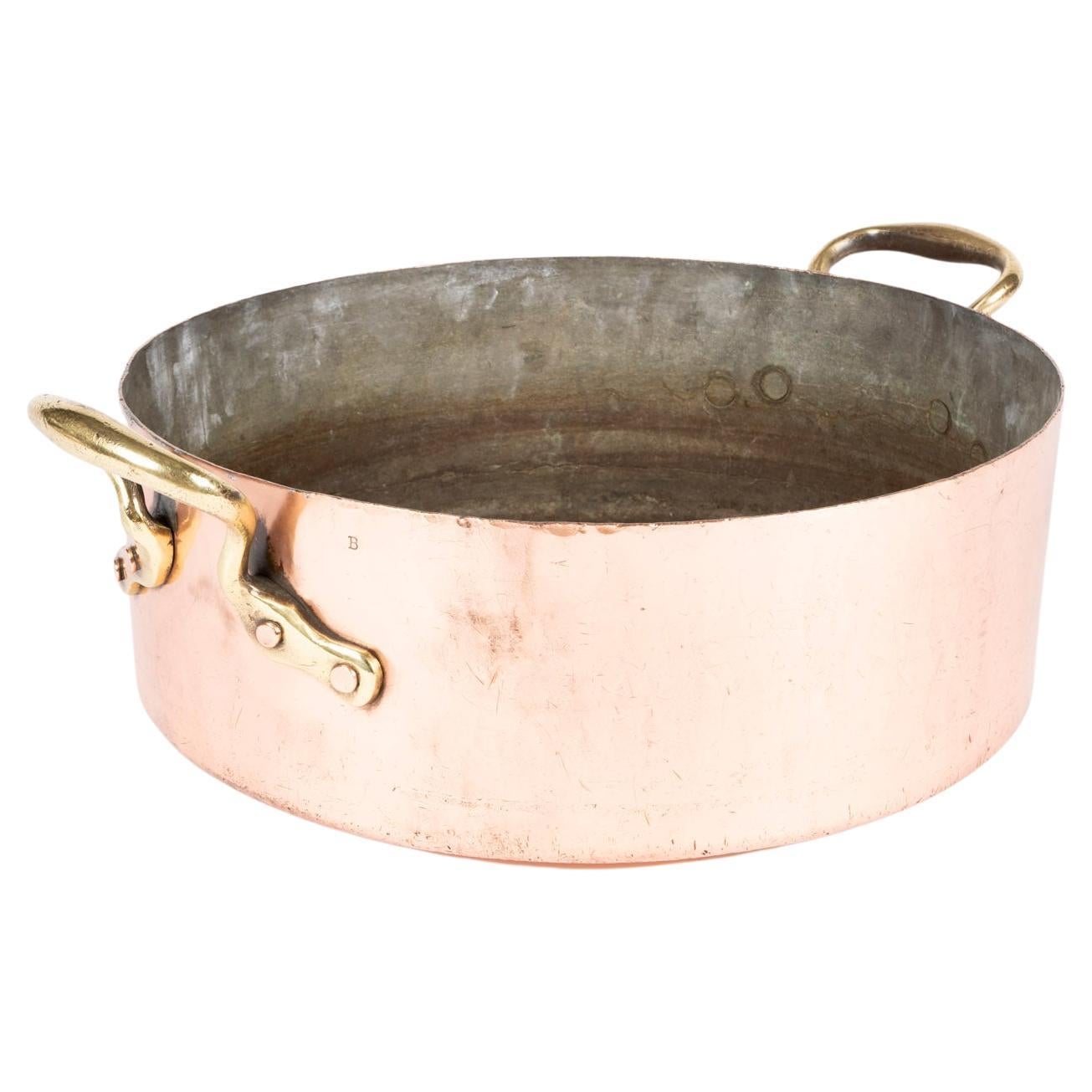 Large 19th Century Double Handled Copper Pan For Sale at 1stDibs