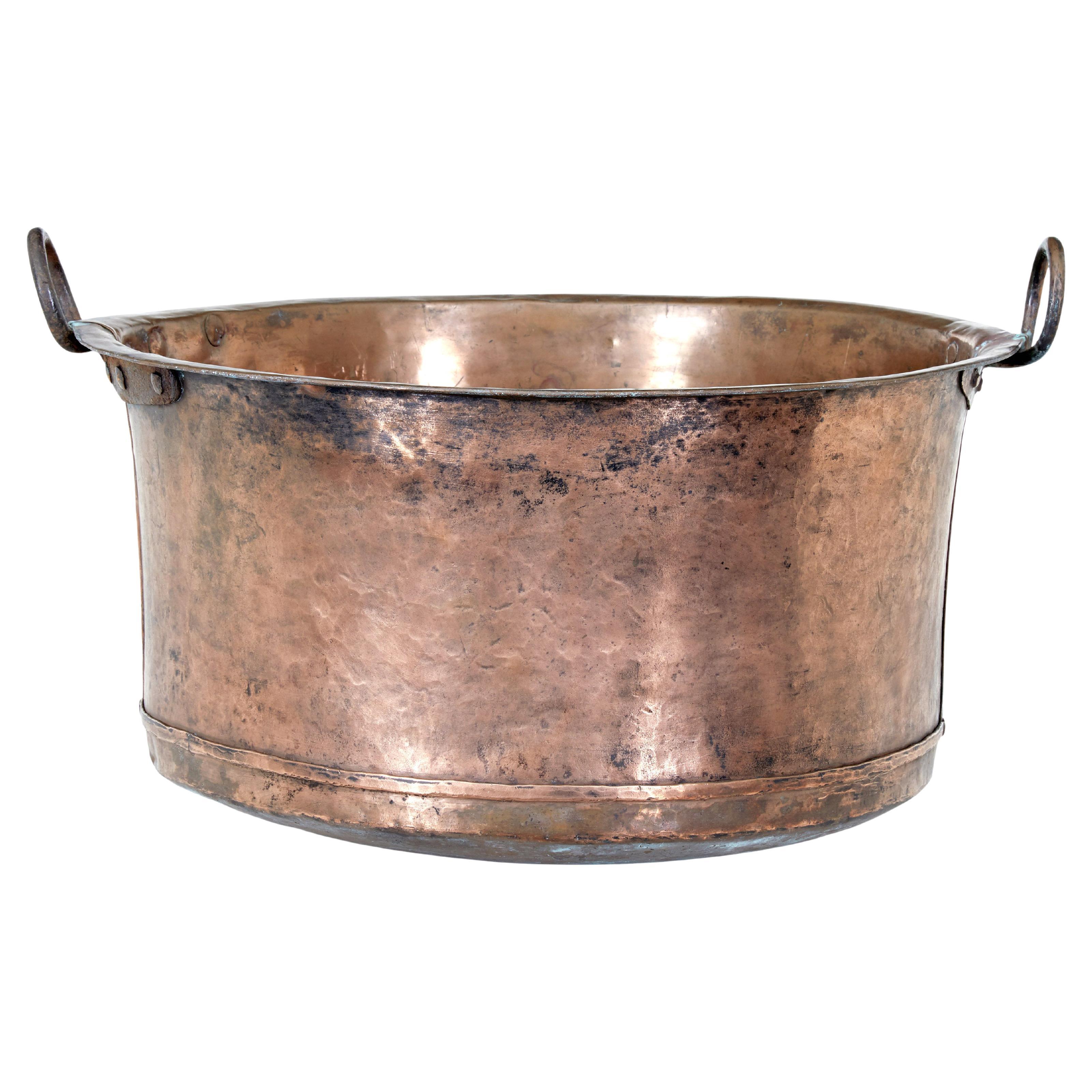 Large 19th Century Double Handled Copper Pan For Sale at 1stDibs