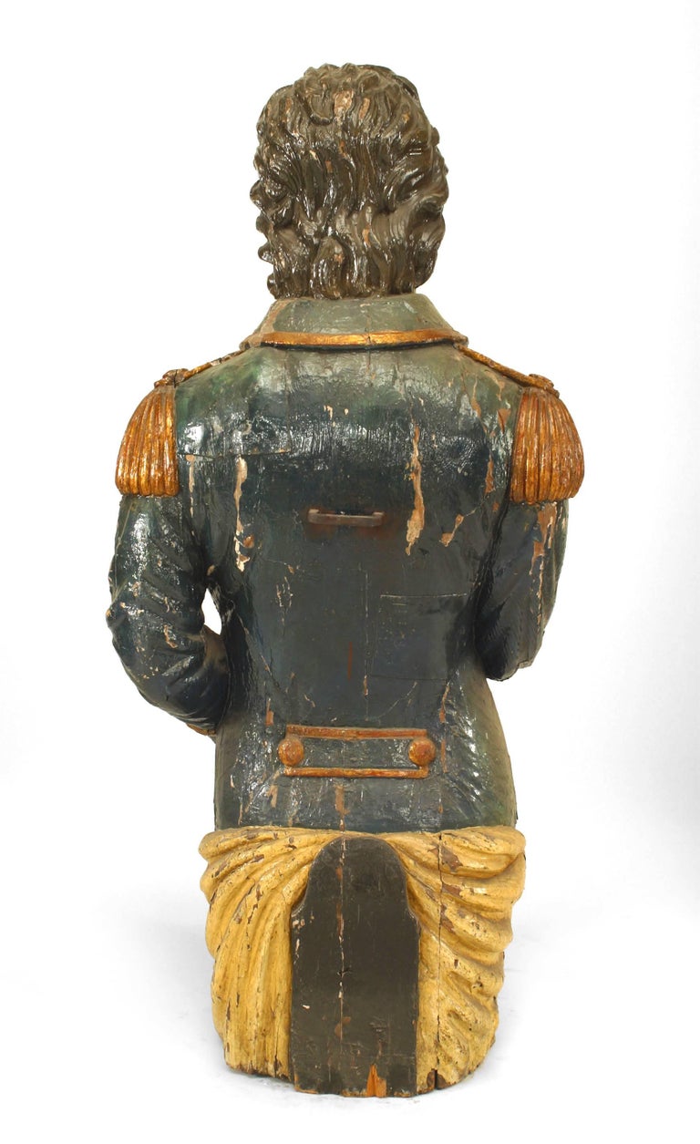 19th Century English Polychrome Carved Ship Figurehead of Lord Nelson ...