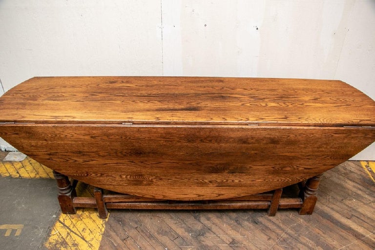 Large 19th Century English Oak Drop-Leaf Gate-Leg Dining Table For Sale ...
