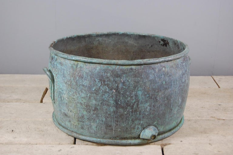 Large 19th Century English Verdigris Copper Boiler Planter at 1stDibs