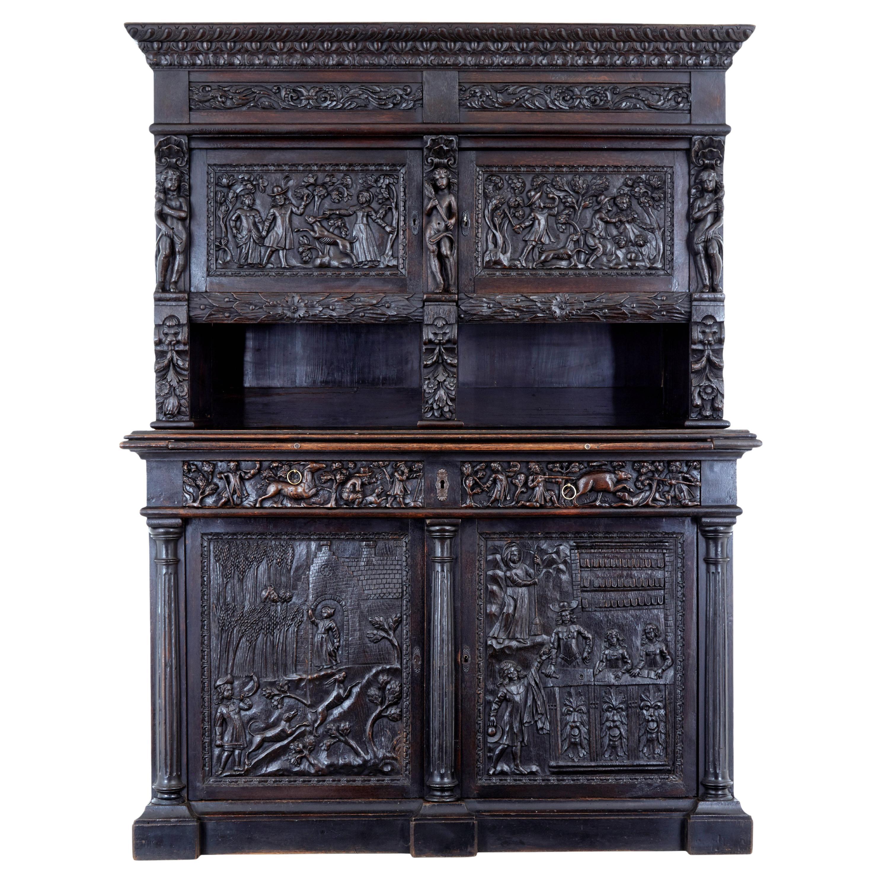 19th Century German Black Forest Carved Hunting Cabinet at 1stDibs