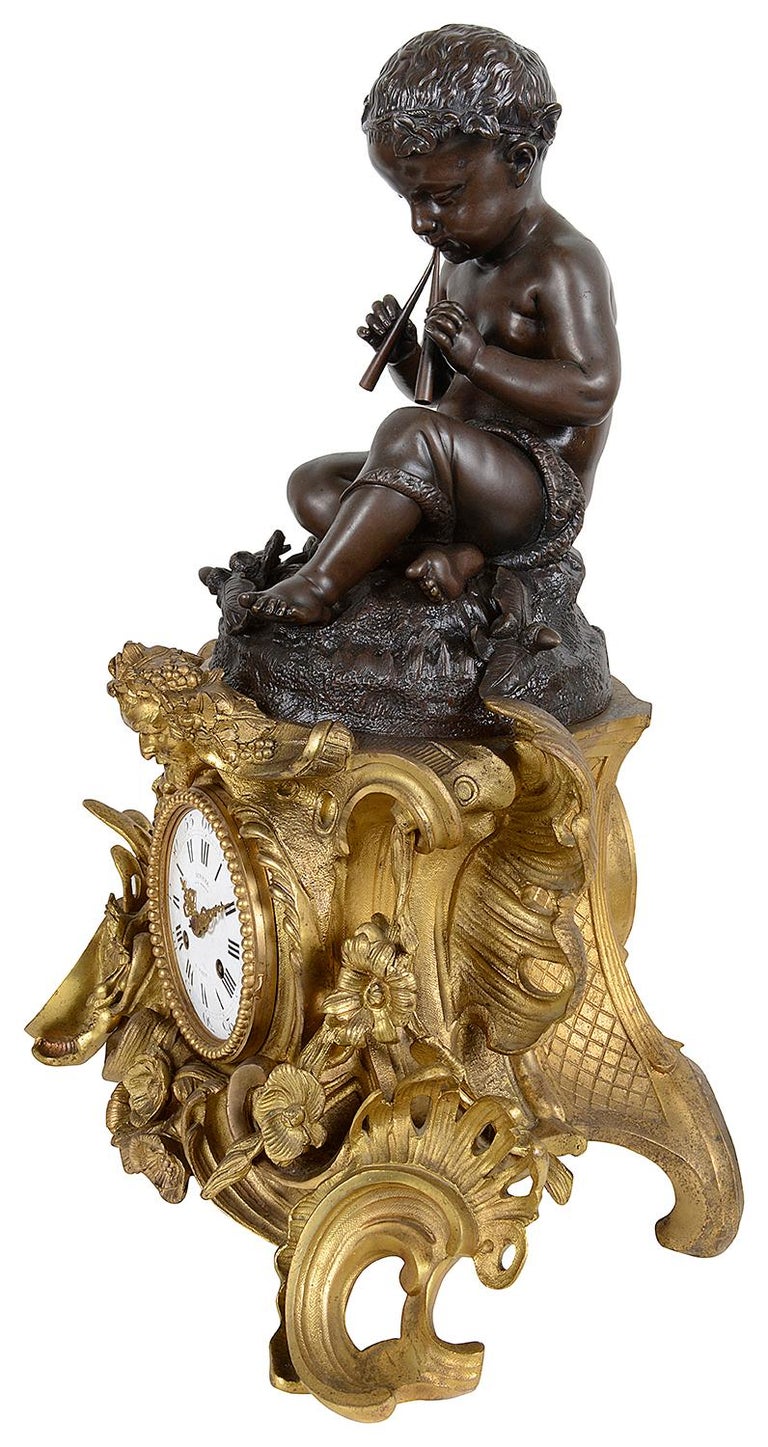 Large 19th Century French Bronze Clock Set For Sale at 1stDibs