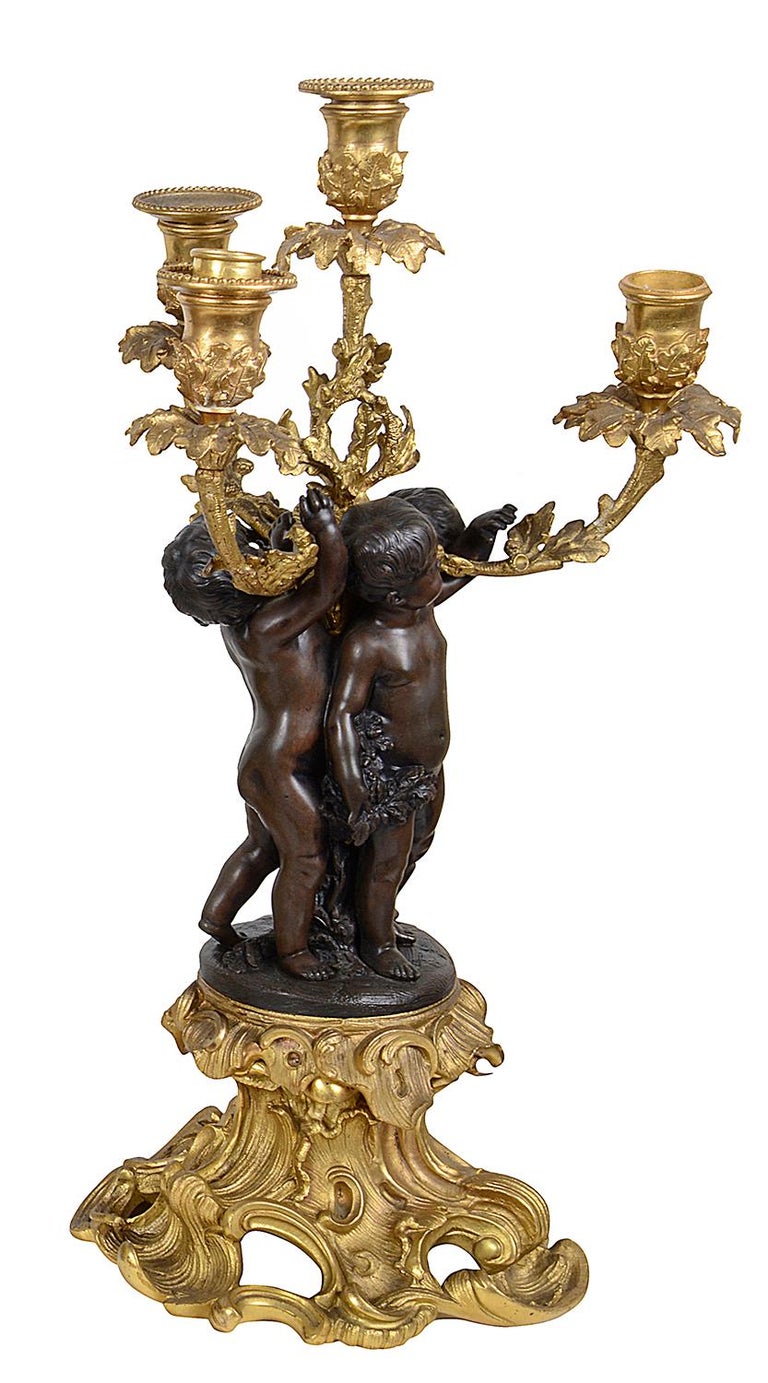 Large 19th Century French Bronze Clock Set For Sale at 1stDibs