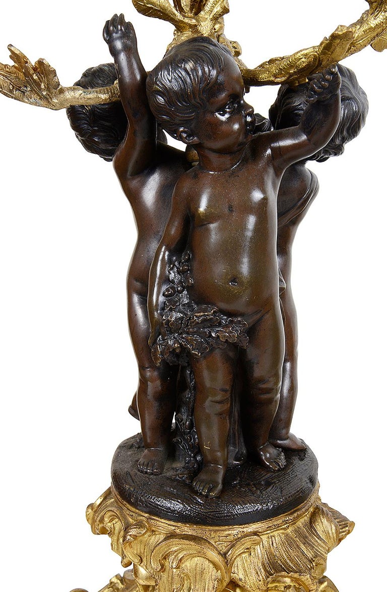Large 19th Century French Bronze Clock Set For Sale at 1stDibs