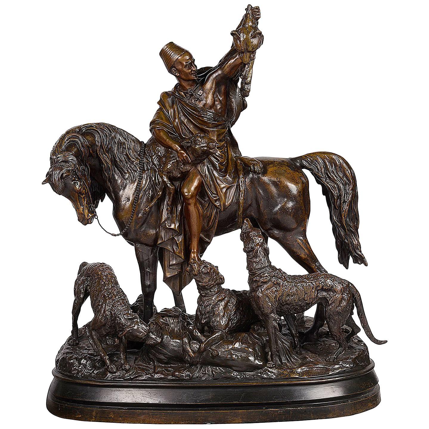 19th Century Bronze Statue of a Young Hunter For Sale at 1stDibs