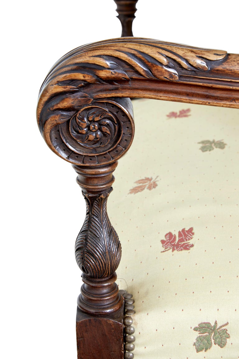 Large 19th Century French Carved Walnut Armchairs For Sale at 1stDibs