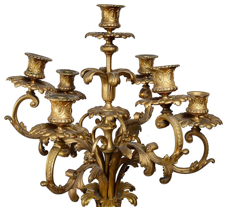 Large 19th Century French Gilded Clock Set For Sale at 1stDibs