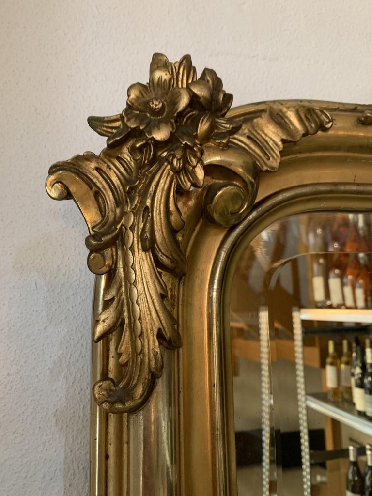 Large 19th Century French Guilded Mantel Mirror For Sale at 1stDibs