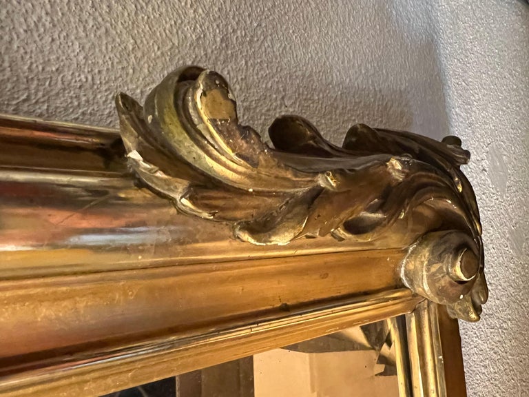 Large 19th Century French Guilded Mantel Mirror For Sale at 1stDibs