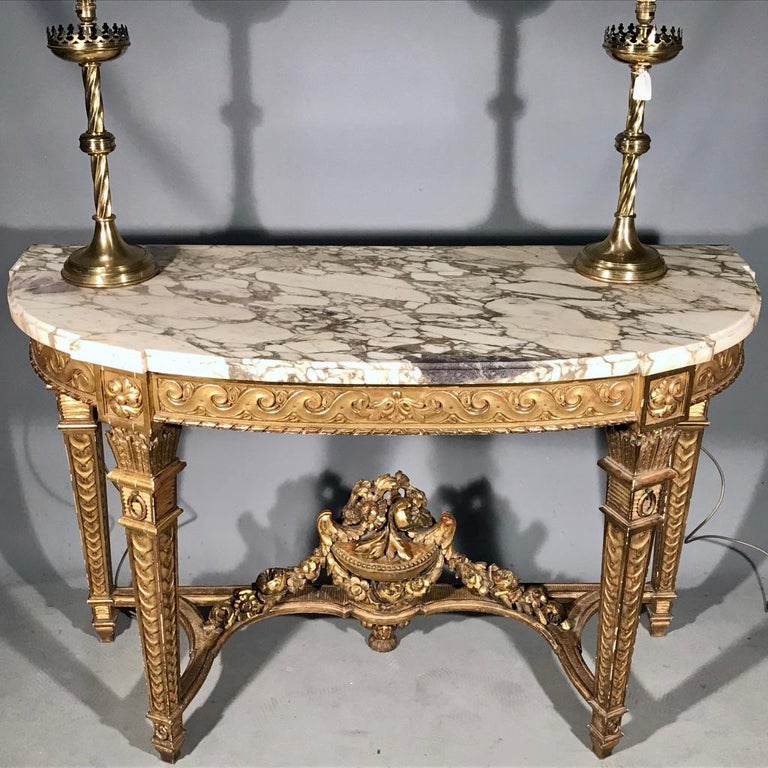 Large 19th Century French Louis XVI Giltwood Console Table with Marble ...