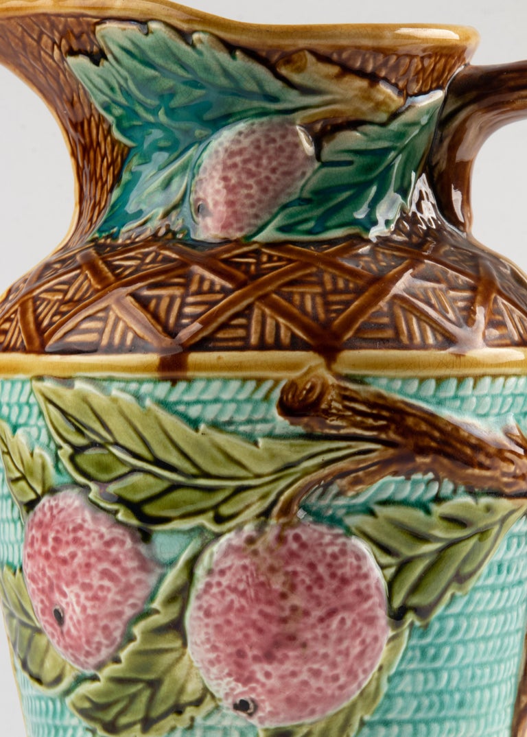 Large 19th Century Majolica Pitcher made by Nimy For Sale at 1stDibs