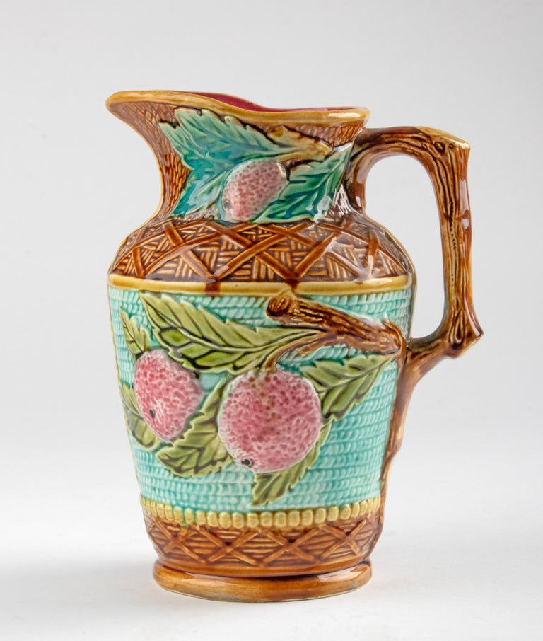 Large 19th Century Majolica Pitcher made by Nimy For Sale at 1stDibs