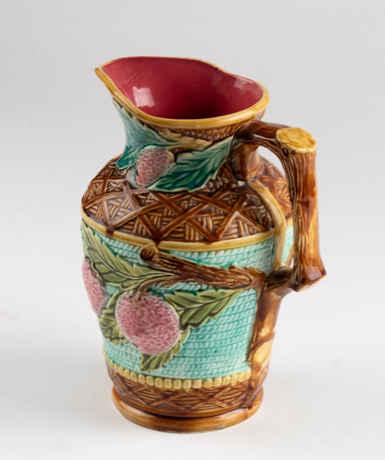 Large 19th Century Majolica Pitcher made by Nimy For Sale at 1stDibs