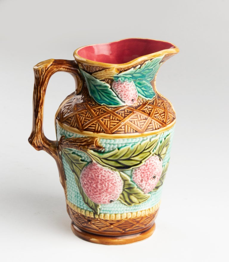 Large 19th Century Majolica Pitcher made by Nimy For Sale at 1stDibs