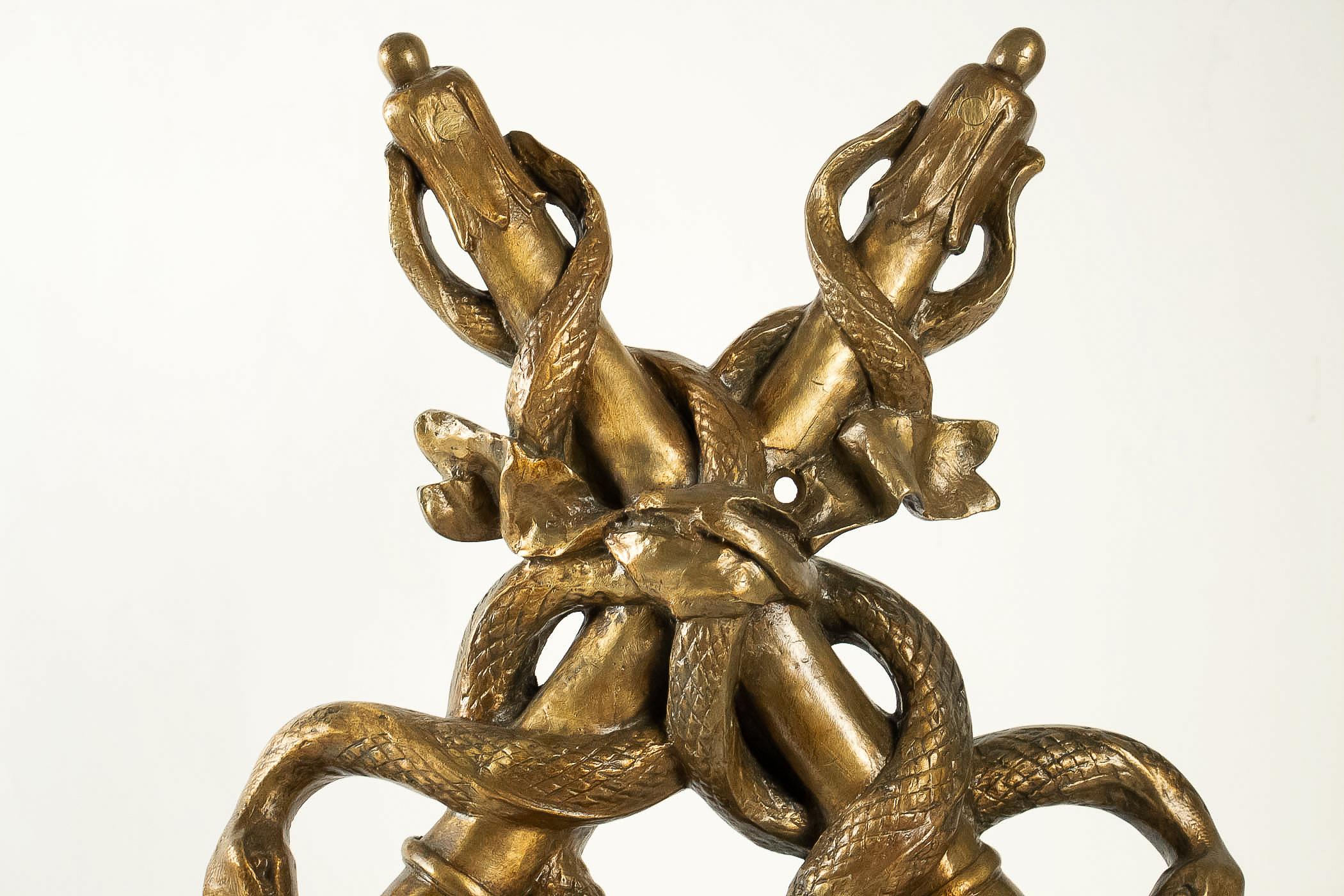 Large 19th Century Gilt Bronze Pharmacy Caduceus at 1stDibs