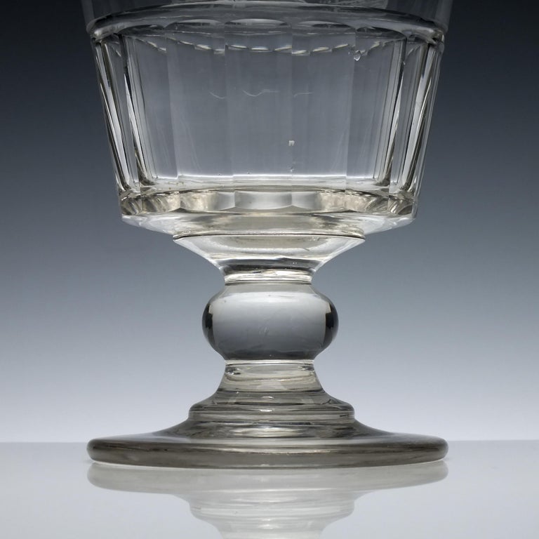 Large 19th Century Glass Serving Rummer Engraved with Paddle Steamer ...