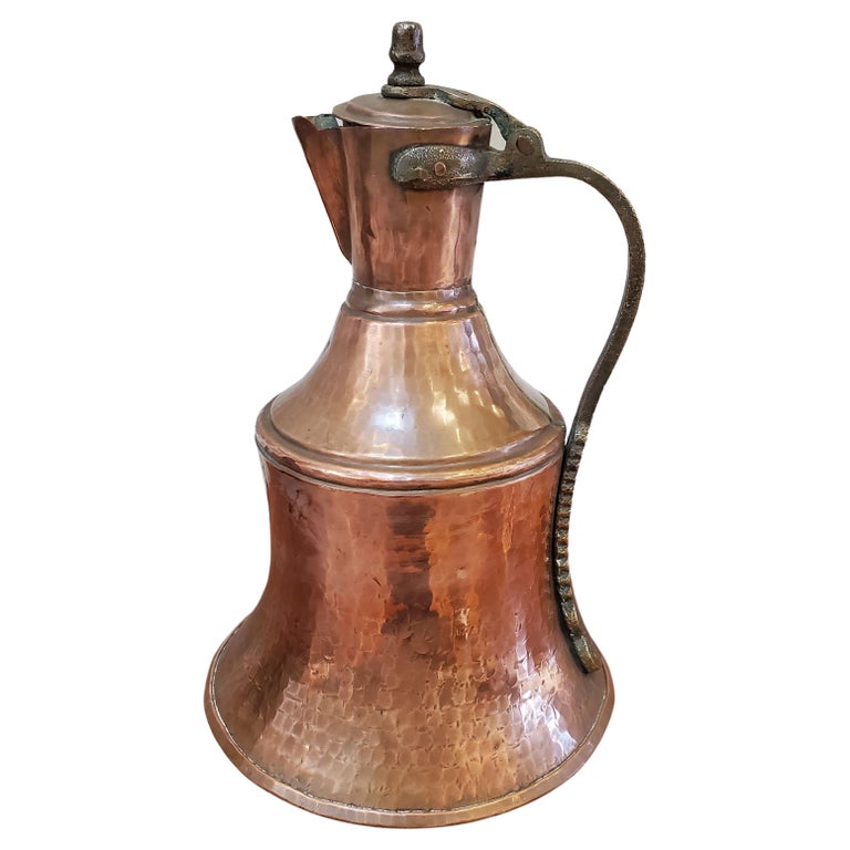 Large 19th Century Hand Hammered North African Copper Wine Ewer at 1stDibs