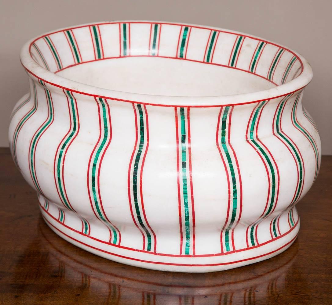 Large 19th Century Indian Alabaster Planter For Sale at 1stDibs