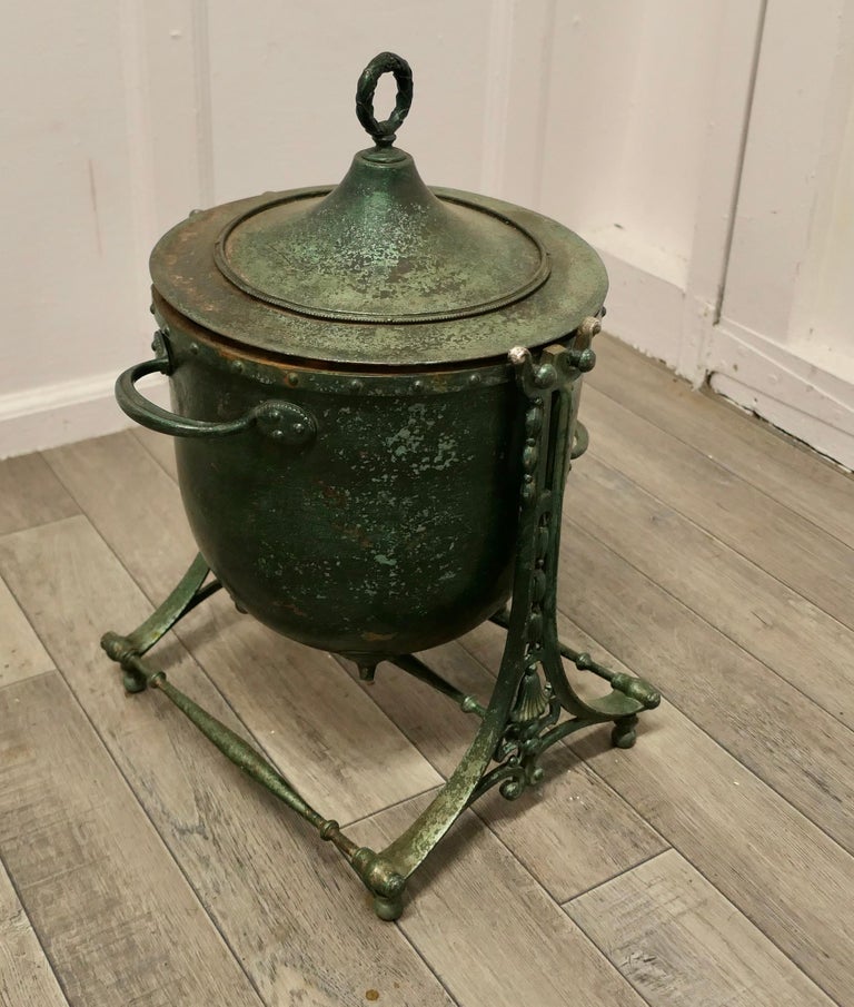 Large 19th Century Iron Pot, Cauldron on Stand For Sale at 1stDibs